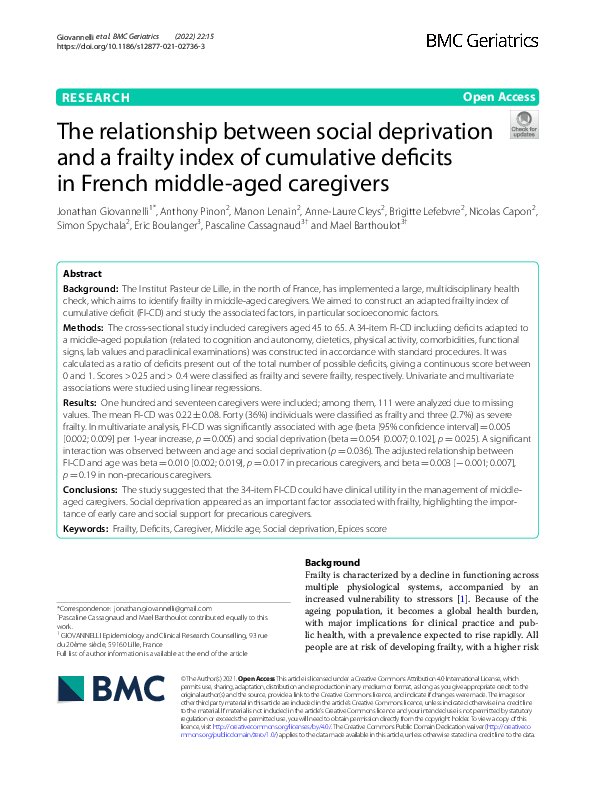(PDF) The relationship between social deprivation and a frailty index ...