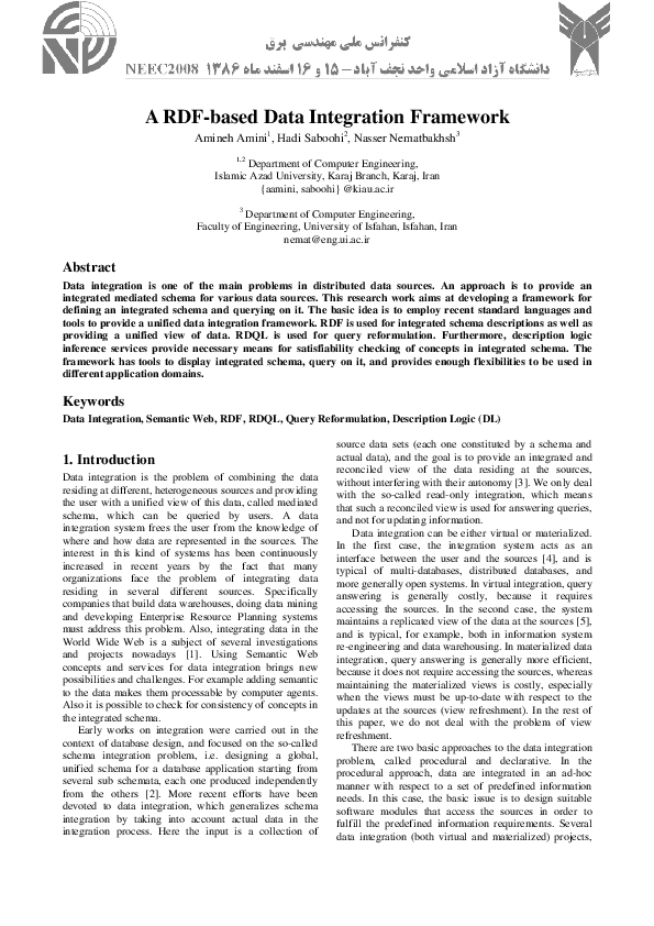 (PDF) A RDF-based Data Integration Framework