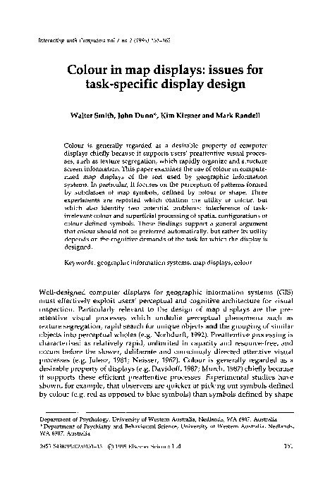 (PDF) Colour in map displays: issues for task-specific display design