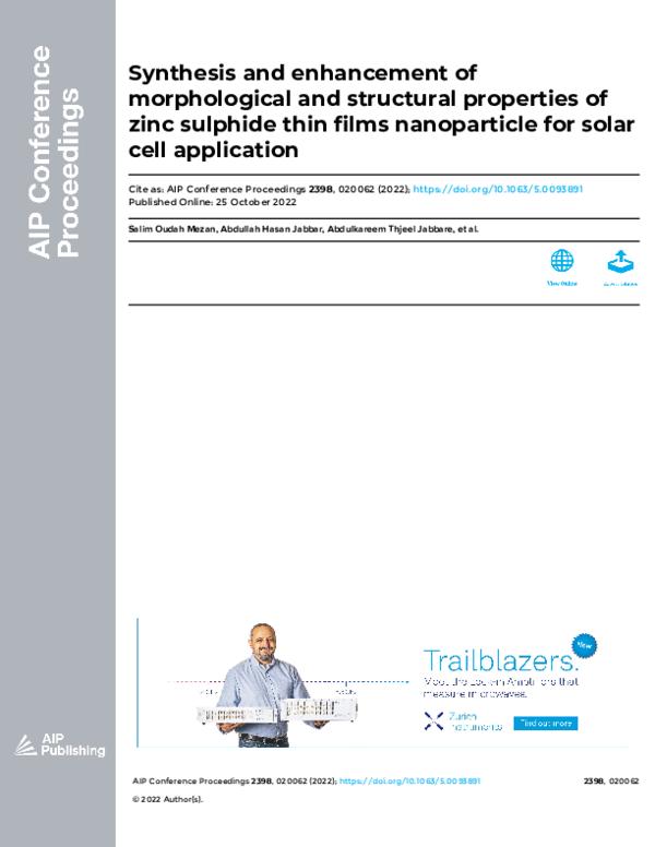 (PDF) Synthesis and enhancement of morphological and structural ...