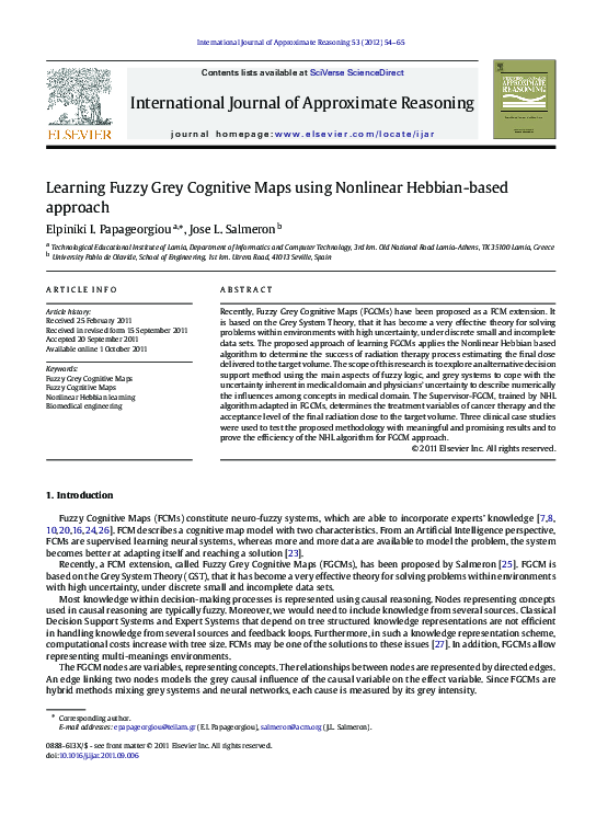 (PDF) Learning Fuzzy Grey Cognitive Maps using Nonlinear Hebbian-based ...