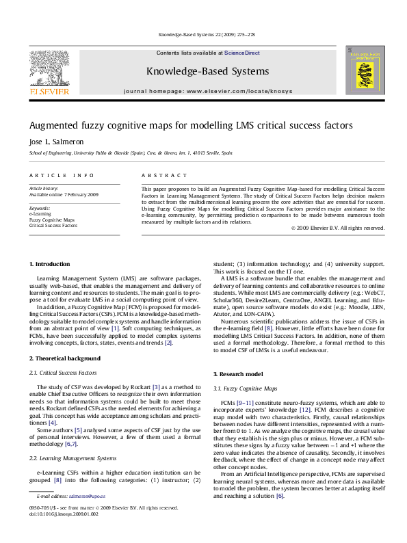 (PDF) Augmented fuzzy cognitive maps for modelling LMS critical success factors