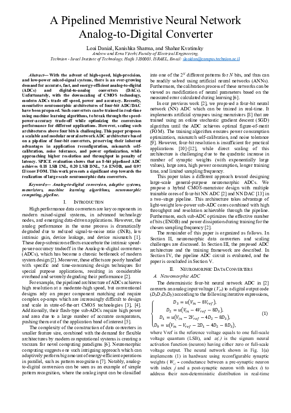 (PDF) A Pipelined Memristive Neural Network Analog-to-Digital Converter