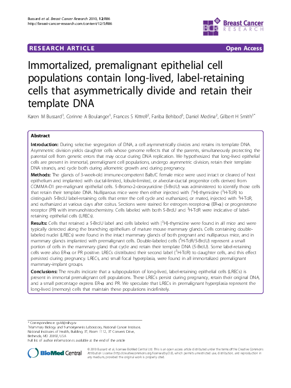 (PDF) Immortalized, premalignant epithelial cell populations contain ...