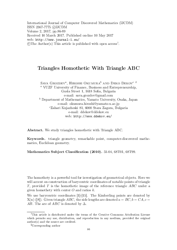 (PDF) Triangles Homothetic With Triangle ABC