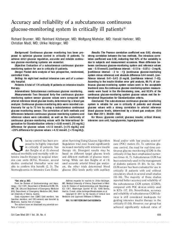 (PDF) Accuracy and reliability of a subcutaneous continuous glucose-monitoring system in ...