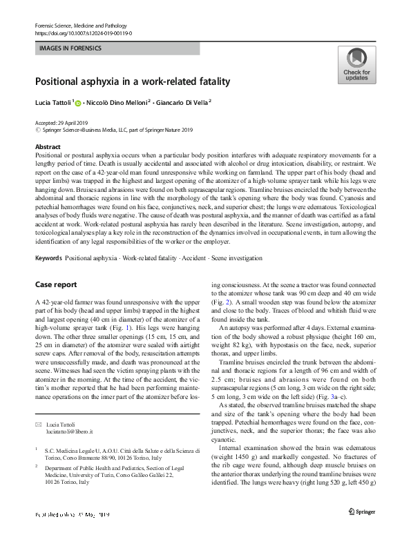 (PDF) Positional asphyxia in a work-related fatality