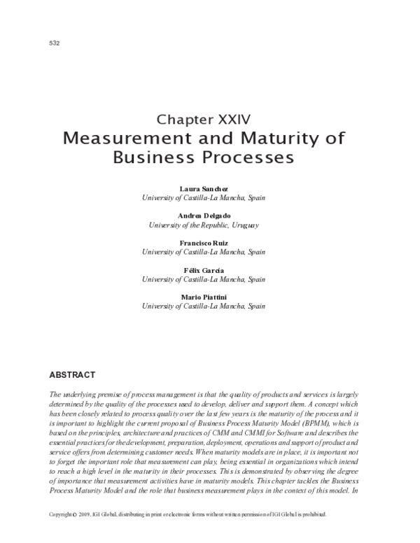(PDF) Measurement and Maturity of Business Processes