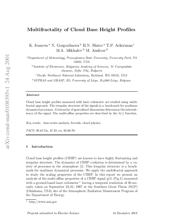 Multifractality of Cloud Base Height Profiles