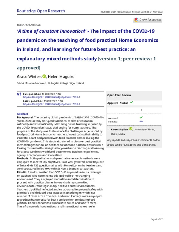 (PDF) A time of constant innovation!' - The impact of the COVID-19 ...