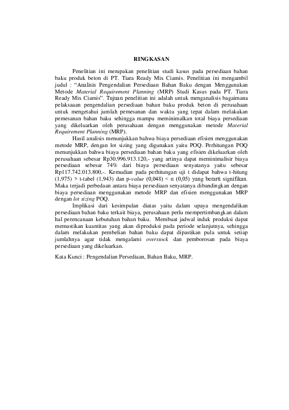 (PDF) Analisis Pengendalian Persediaan Bahan Baku Dengan Menggunakan ...