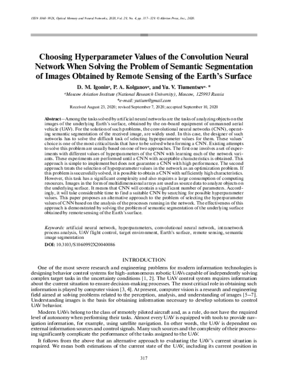 (PDF) Choosing Hyperparameter Values of the Convolution Neural Network When Solving the Problem ...