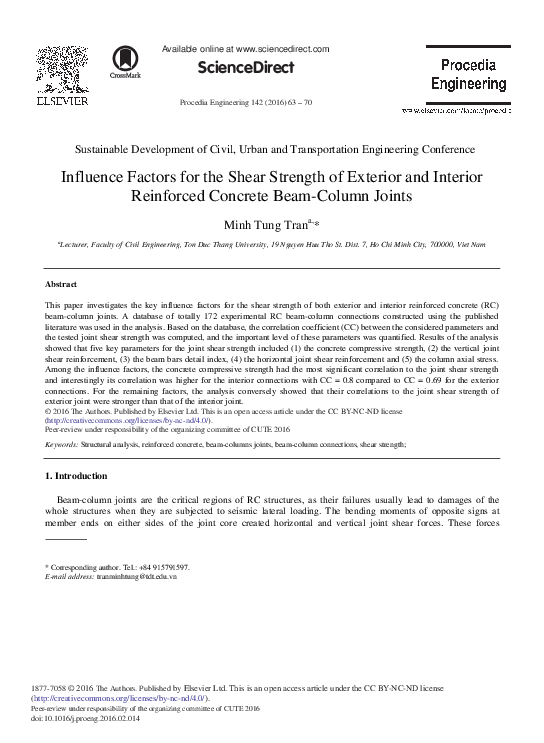 (PDF) Influence Factors for the Shear Strength of Exterior and Interior ...
