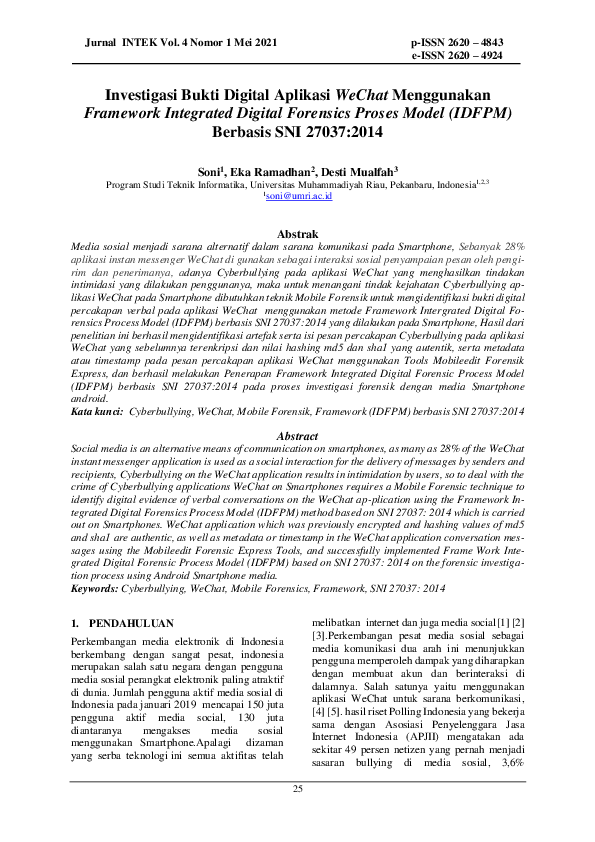 (PDF) Investigasi Bukti Digital Aplikasi We Chat Menggunakan Framework Integrated Digital ...