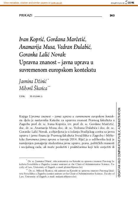 (PDF) Ivan Koprić, Gordana Marčetić, Anamarija Musa, Vedran Đulabić ...