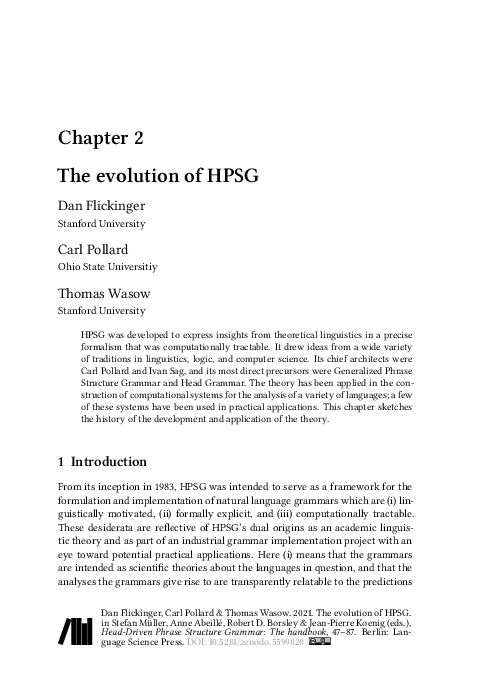 (PDF) The evolution of HPSG