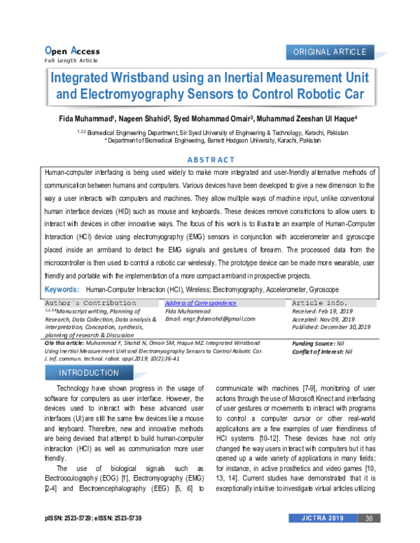 (PDF) Wristband HCI for Robotic Car Control