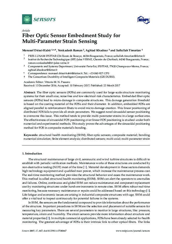 (PDF) Fiber Optic Sensor Embedment Study for Multi-Parameter Strain Sensing