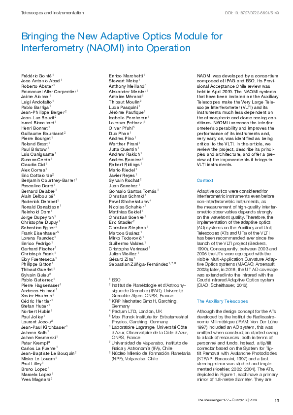 (PDF) Bringing the New Adaptive Optics Module for Interferometry (NAOMI) into Operation
