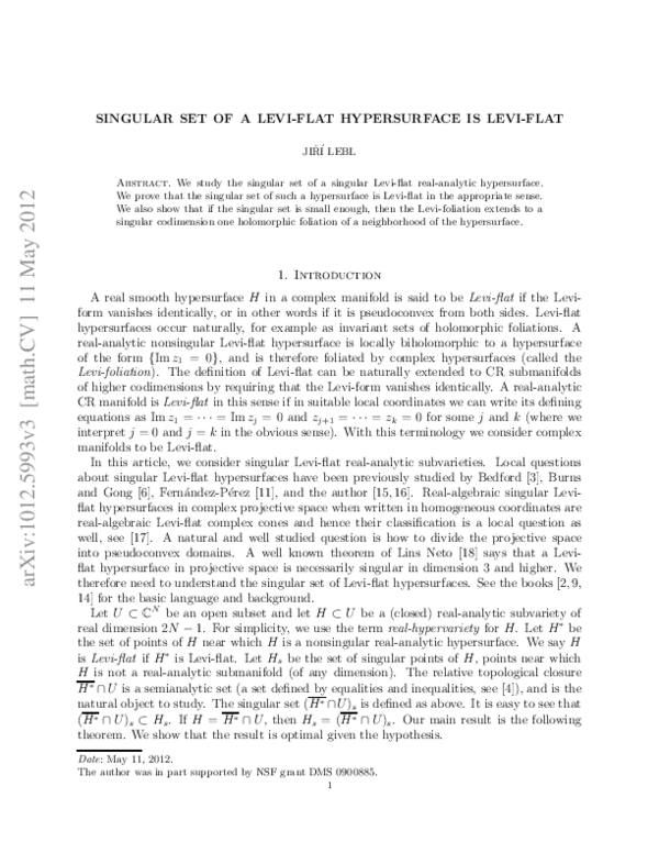 (PDF) Singular set of a Levi-flat hypersurface is Levi-flat