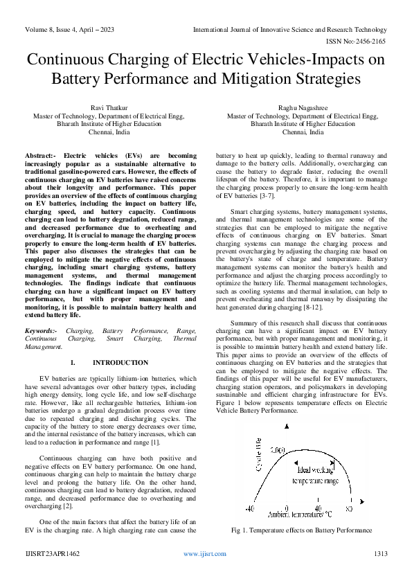 (PDF) Continuous Charging of Electric Vehicles-Impacts on Battery ...