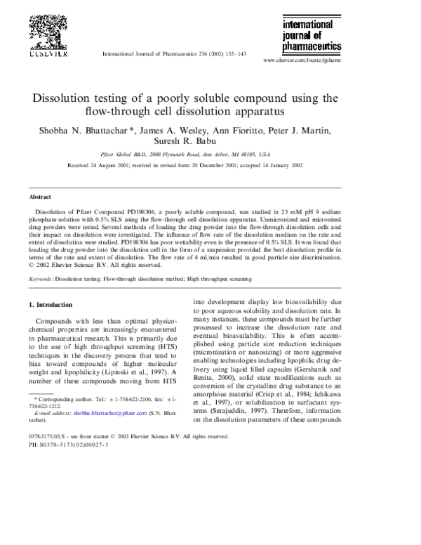 (PDF) Dissolution testing of a poorly soluble compound using the flow ...