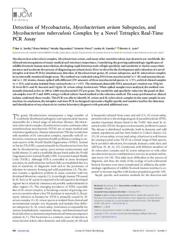 (PDF) Detection of Mycobacteria, Mycobacterium avium Subspecies, and Mycobacterium tuberculosis ...