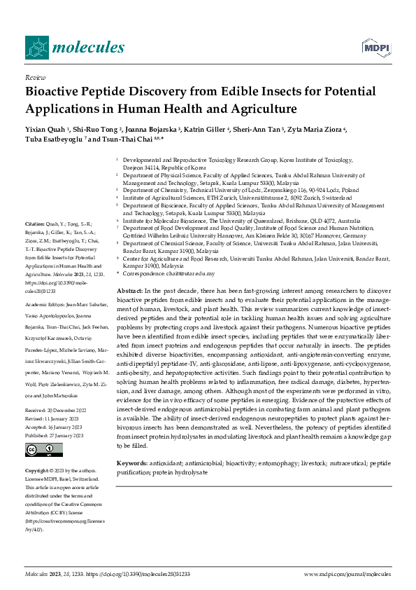 (PDF) Bioactive Peptide Discovery from Edible Insects for Potential ...
