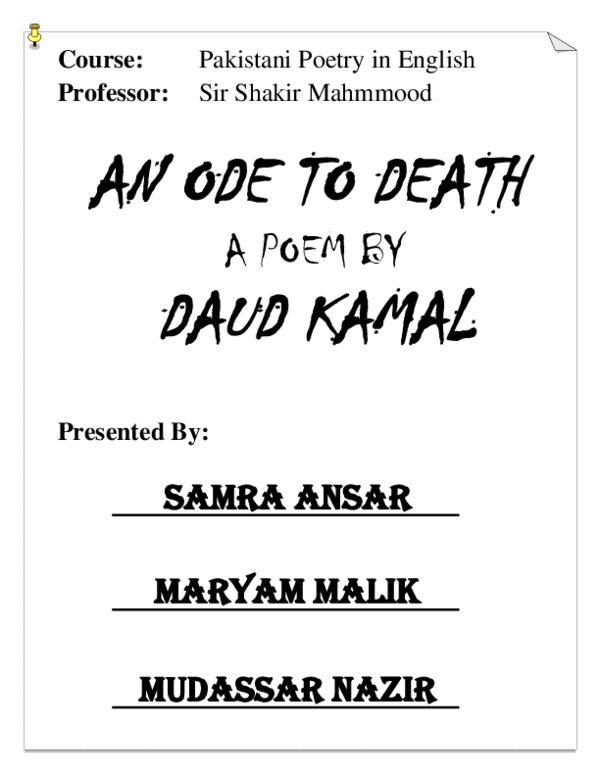 (PDF) AN ODE TO DEATH, A POEM