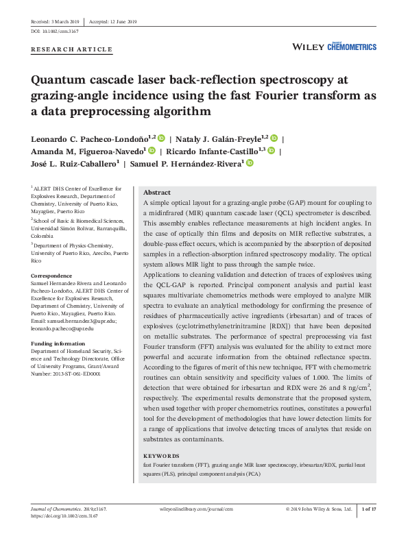 (PDF) Quantum cascade laser back‐reflection spectroscopy at grazing‐angle incidence using the ...