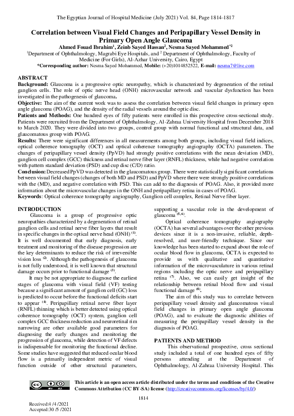 (PDF) Correlation between Visual Field Changes and Peripapillary Vessel ...