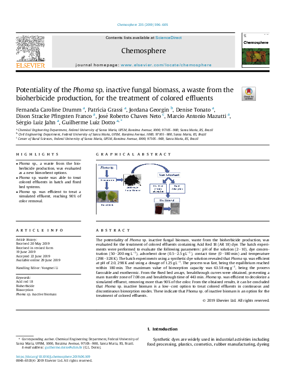 (PDF) Potentiality of the Phoma sp. inactive fungal biomass, a waste ...