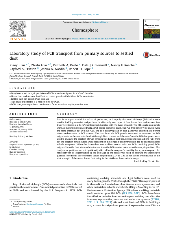 (PDF) Laboratory study of PCB transport from primary sources to settled ...