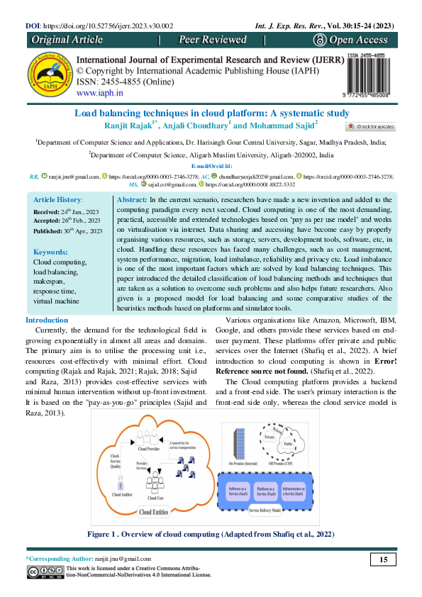 (PDF) Load balancing techniques in cloud platform: A systematic study