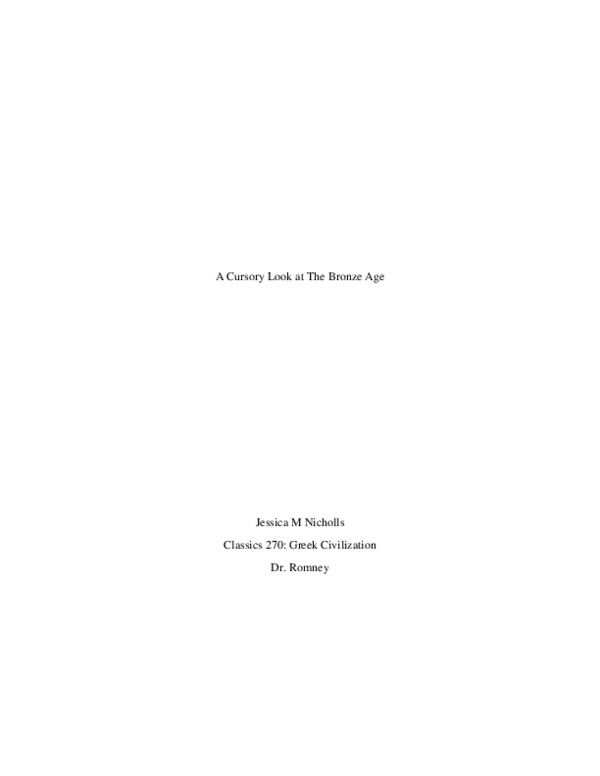 (PDF) A Cursory Look at The Bronze Age | Jessica M Nicholls - Academia.edu