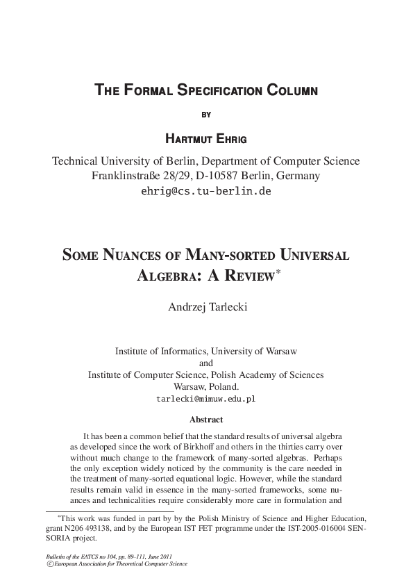 (PDF) 2 Basic Definitions and Facts 2 . 1 Many-sorted Sets