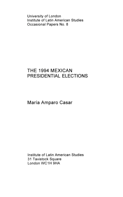 (PDF) The 1994 Mexican presidential elections