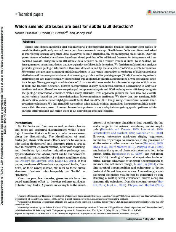 Pdf Which Seismic Attributes Are Best For Subtle Fault Detection