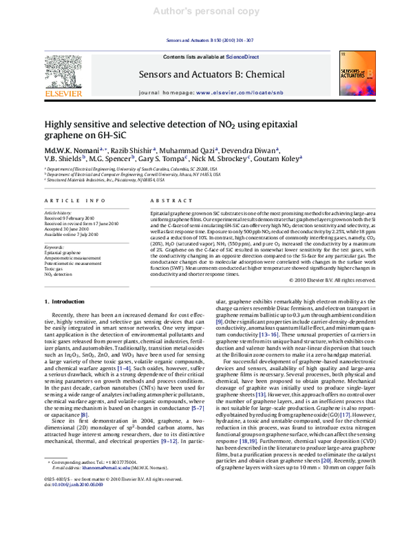 (PDF) Highly sensitive and selective detection of NO2 using epitaxial ...