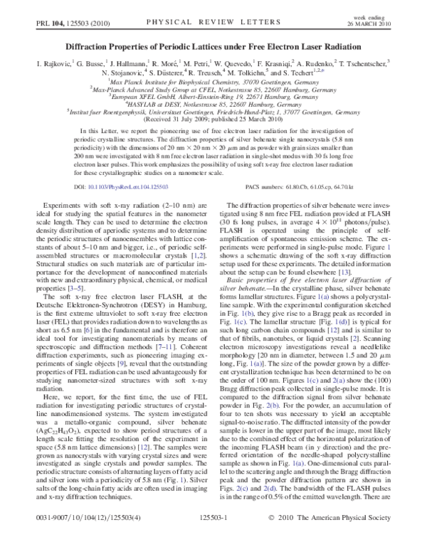 (PDF) Diffraction Properties of Periodic Lattices under Free Electron ...