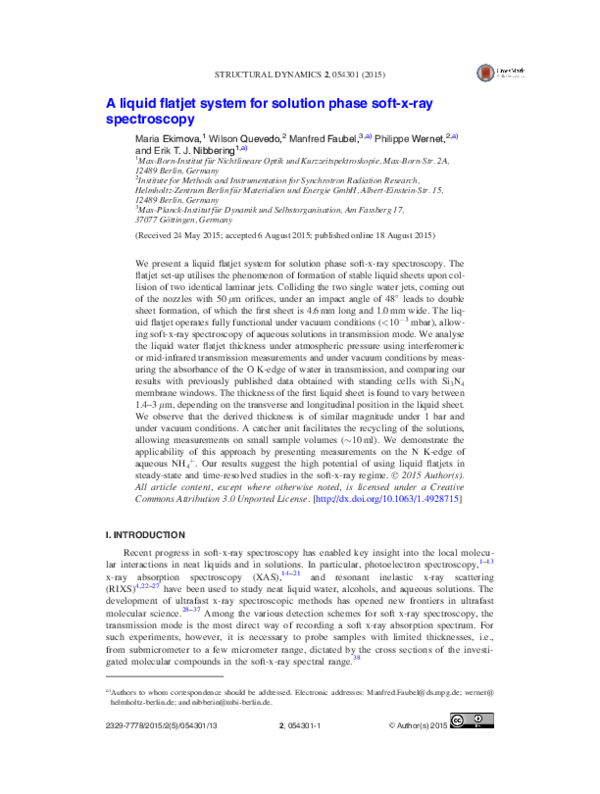 (PDF) A liquid flatjet system for solution phase soft-x-ray spectroscopy