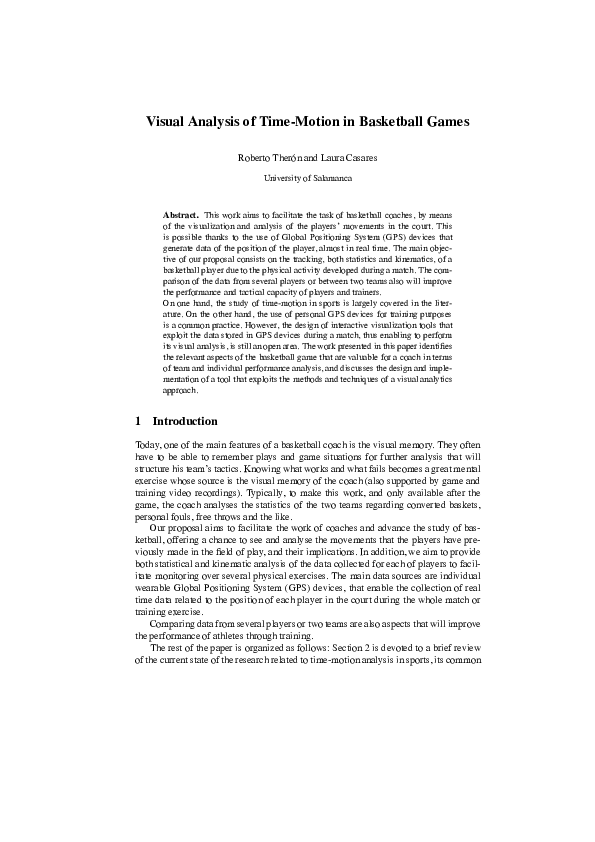 (PDF) Visual analysis of time-motion in basketball games