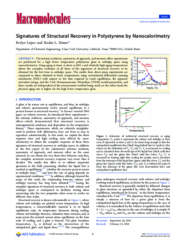 (PDF) Signatures of Structural Recovery in Polystyrene by Nanocalorimetry