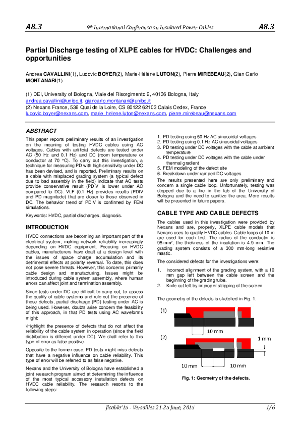 Pdf Partial Discharge Testing Of Xlpe Cables For Hvdc Challenges And Opportunities