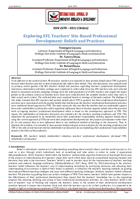 (PDF) Exploring EFL Teachers’ Site-Based Professional Development ...