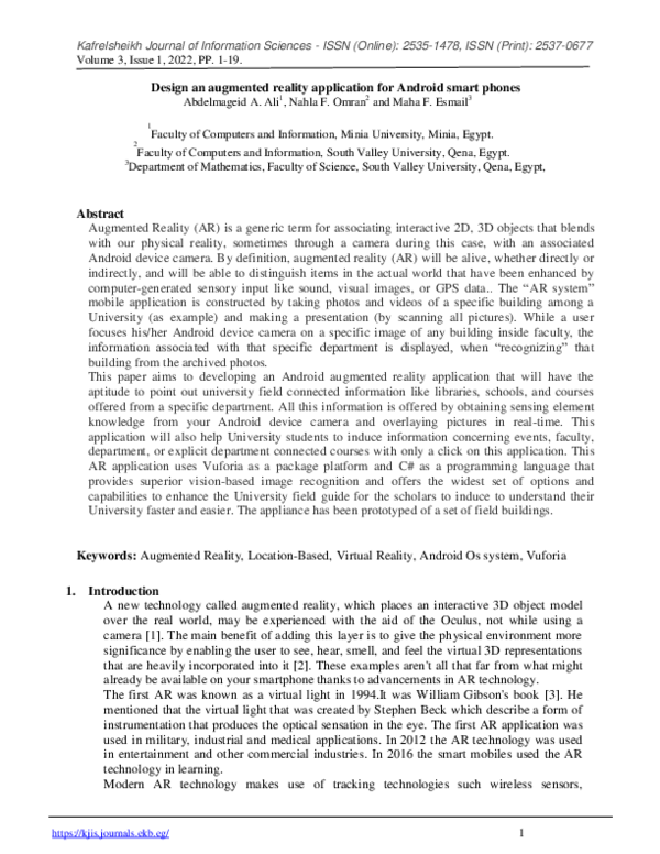 (PDF) Design an augmented reality application for Android smart phones ...