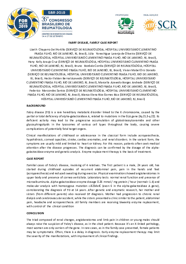 (PDF) Fabry Disease, Family Case Report