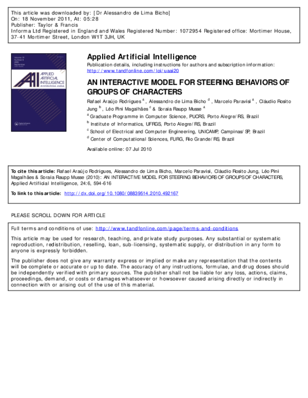 (PDF) An Interactive Model for Steering Behaviors of Groups of Characters