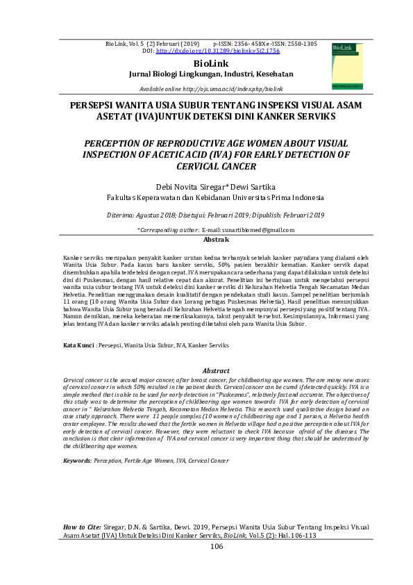 (PDF) Persepsi Wanita Usia Subur Tentang Inspeksi Visual Asam Asetat ...