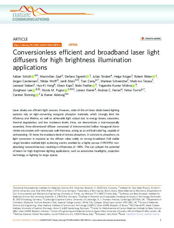 (PDF) Conversionless efficient and broadband laser light diffusers for ...
